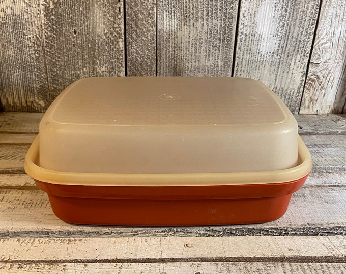 Vintage Tupperware Lg Season Serve Meat Marinate Container Paprika Red ...