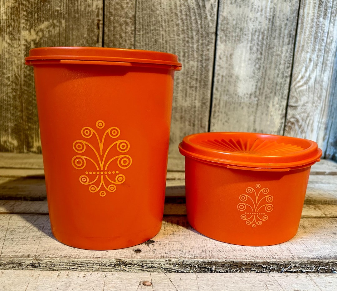 Vintage Tupperware Orange Canisters X 2, Tupperware Servalier Containers - Etsy