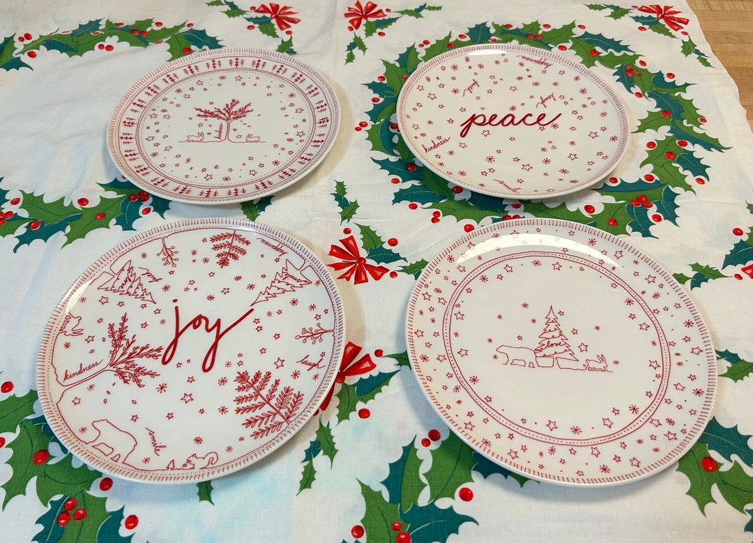 Set of 4 Ellen Degeneres Christmas Holiday Dessert Plates by Royal ...