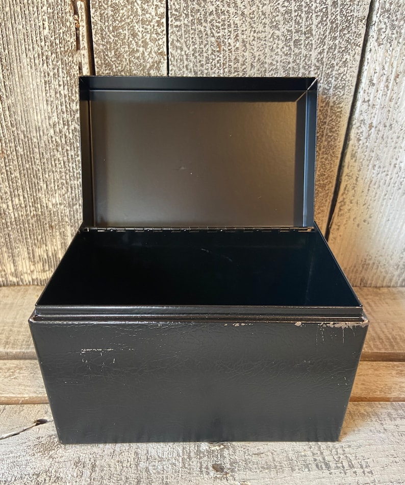 Vintage File Box Black Metal 4 X 6”, Retro Industrial Office Supply - Etsy