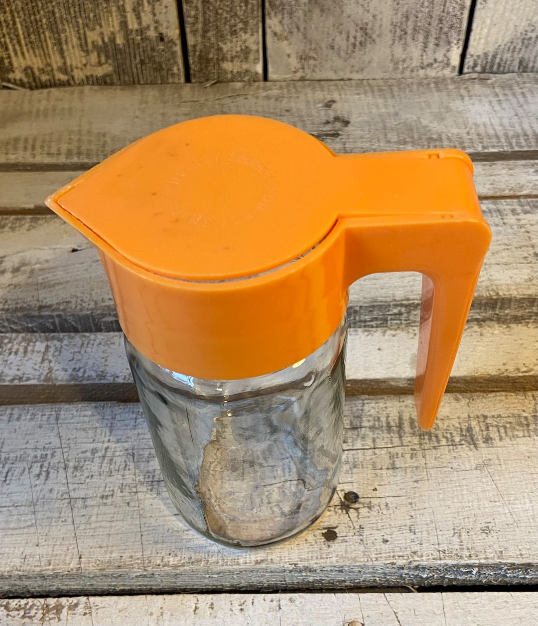 Vintage Glass Syrup Pitcher W Orange Lid Spout 2 Cup, Pancake Syrup ...