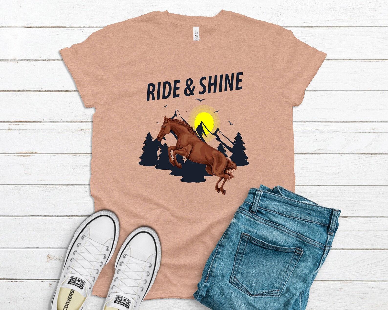 Ride & Shine Tshirt, Horse Shirt, Very Cute Horse T-shirt - Etsy