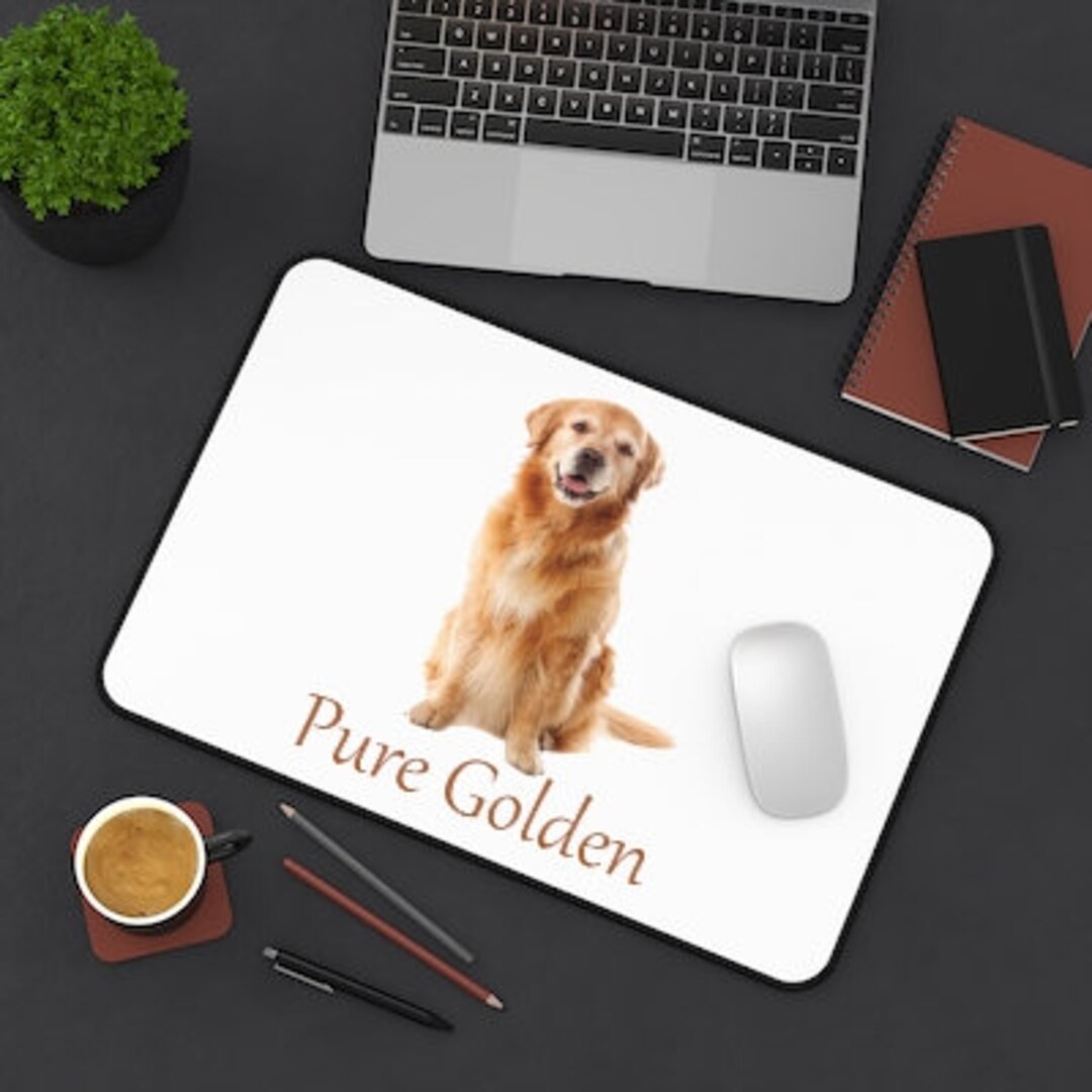 Golden Retriever Desk Mat, Cute Golden Retriever Pure Golden Design ...