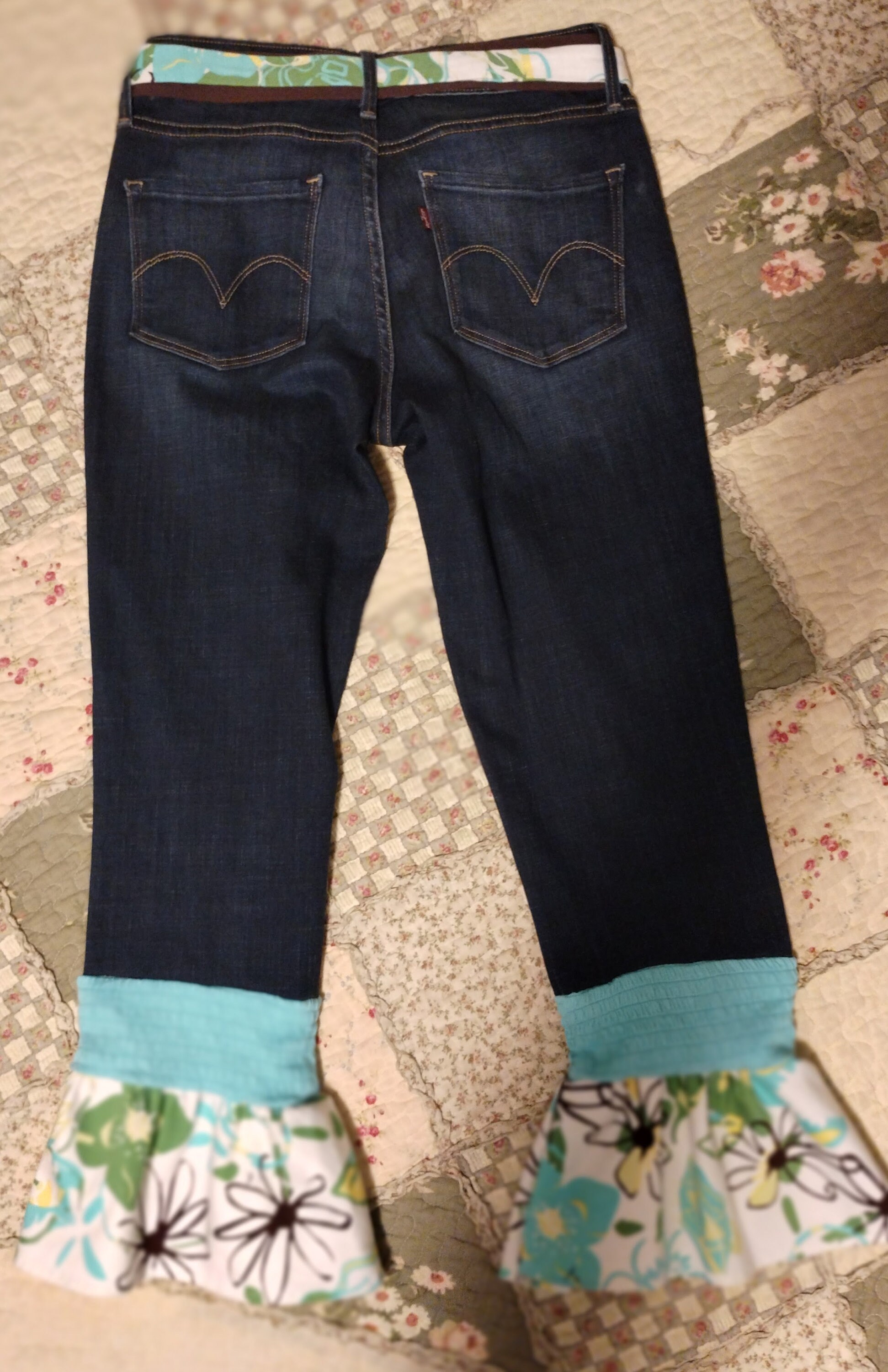 Upcycled Flared Ankle Levis Jeans Ladies Teens Size 4 Reworked Hippie ...