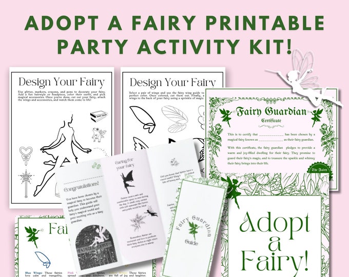 Adopt a Fairy Printable Party Kit | Instant Download | Girl's Birthday ...