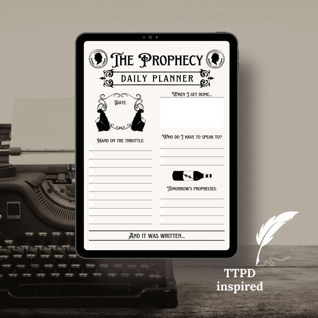 TTPD the Prophecy Inspired Undated Daily Planner Page | Tortured Poets ...