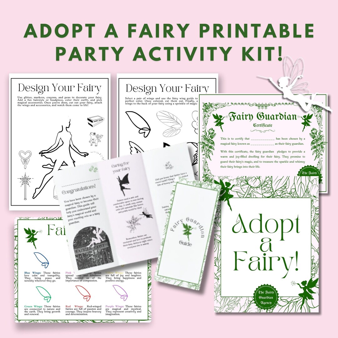 Adopt a Fairy Printable Party Kit | Instant Download | Girl's Birthday ...