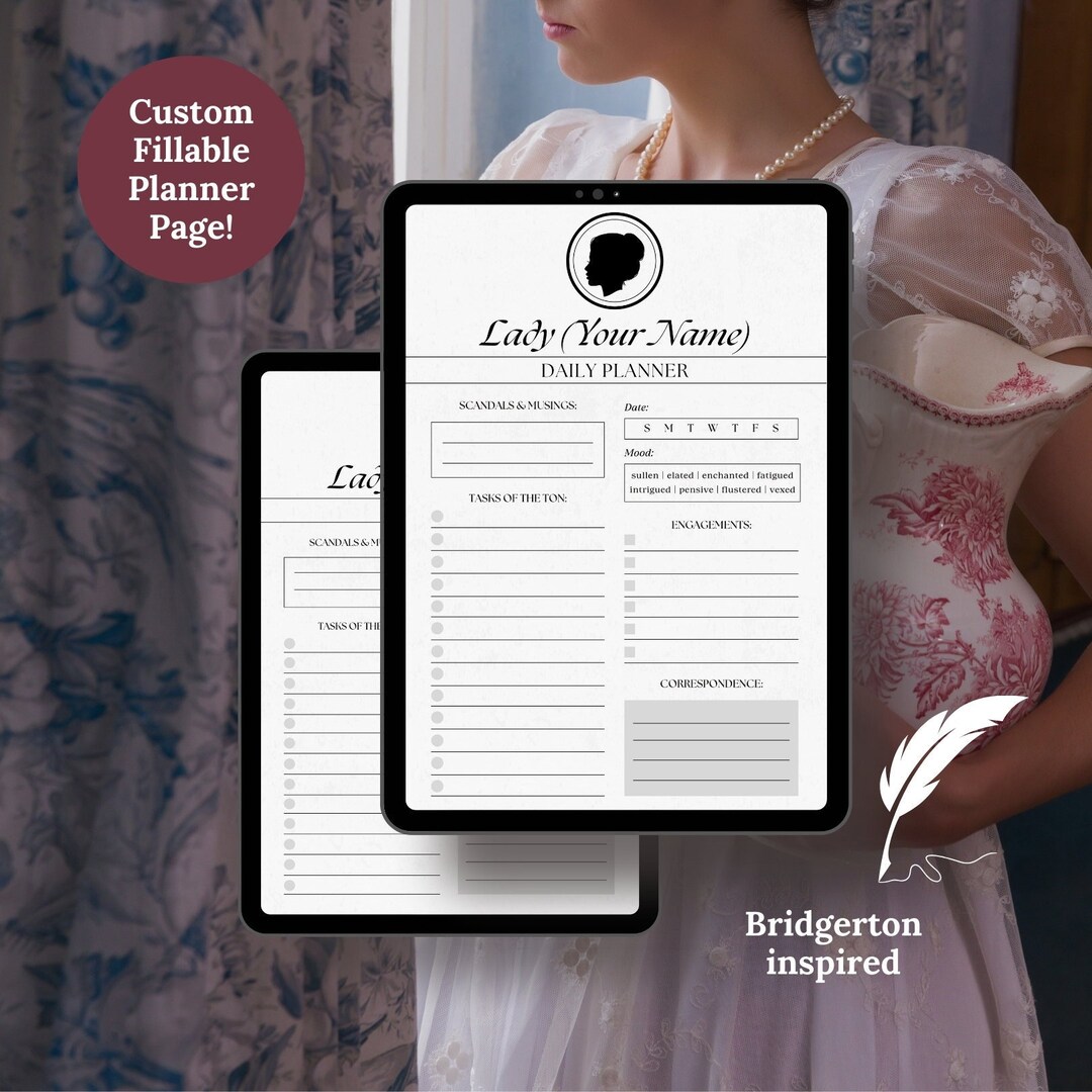 Bridgerton Inspired Custom Digital Daily Planner | Lady Whistledown ...
