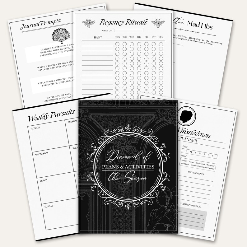 Bridgerton Inspired Digital Planner Bundle | Undated Printable To-do ...