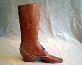 Carved wood boot | Etsy