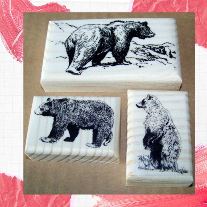 Bear Rubber Stamp - Etsy