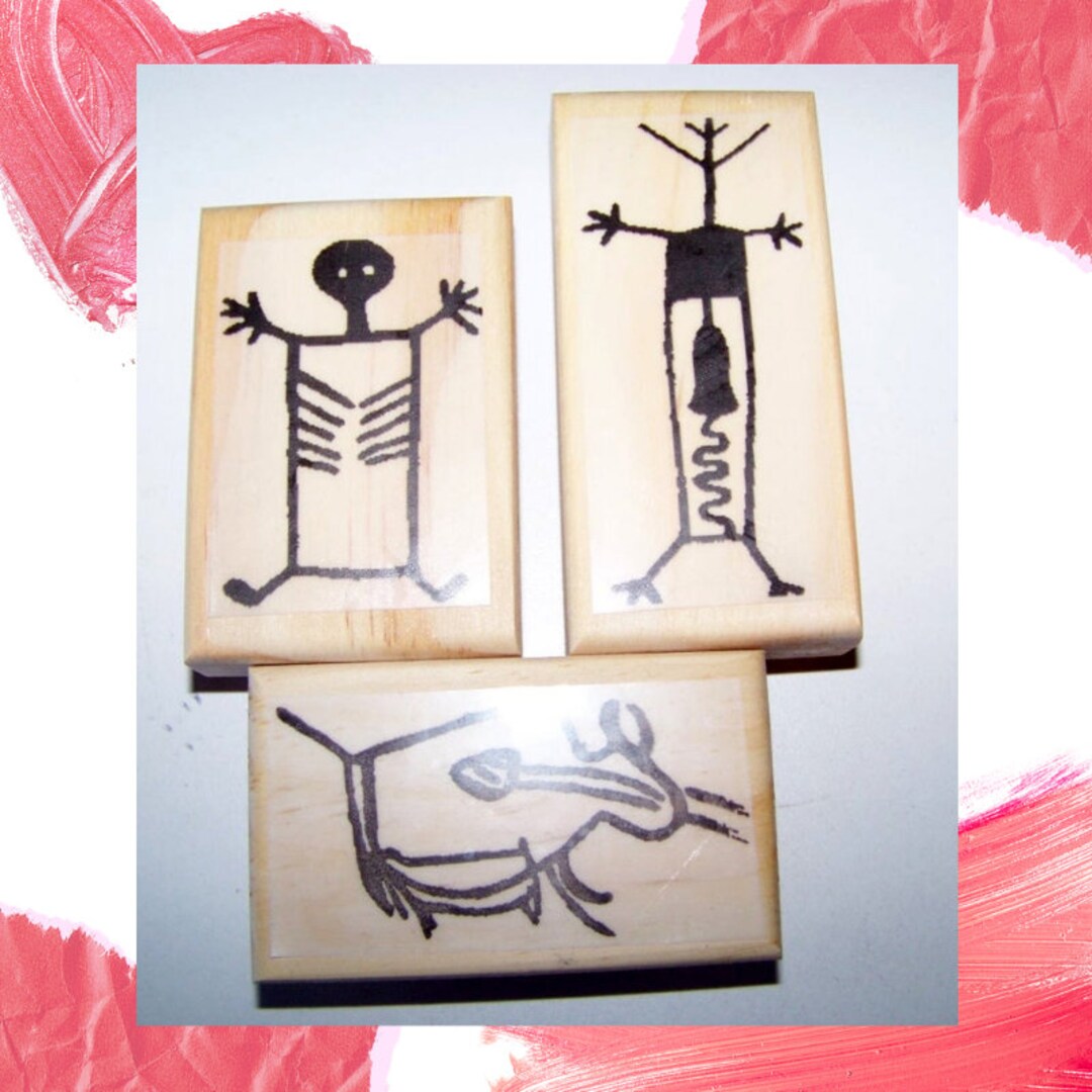 Petroglyph Rubber Stamps | Cave Art Stamps | Set of 3 New Primitive ...