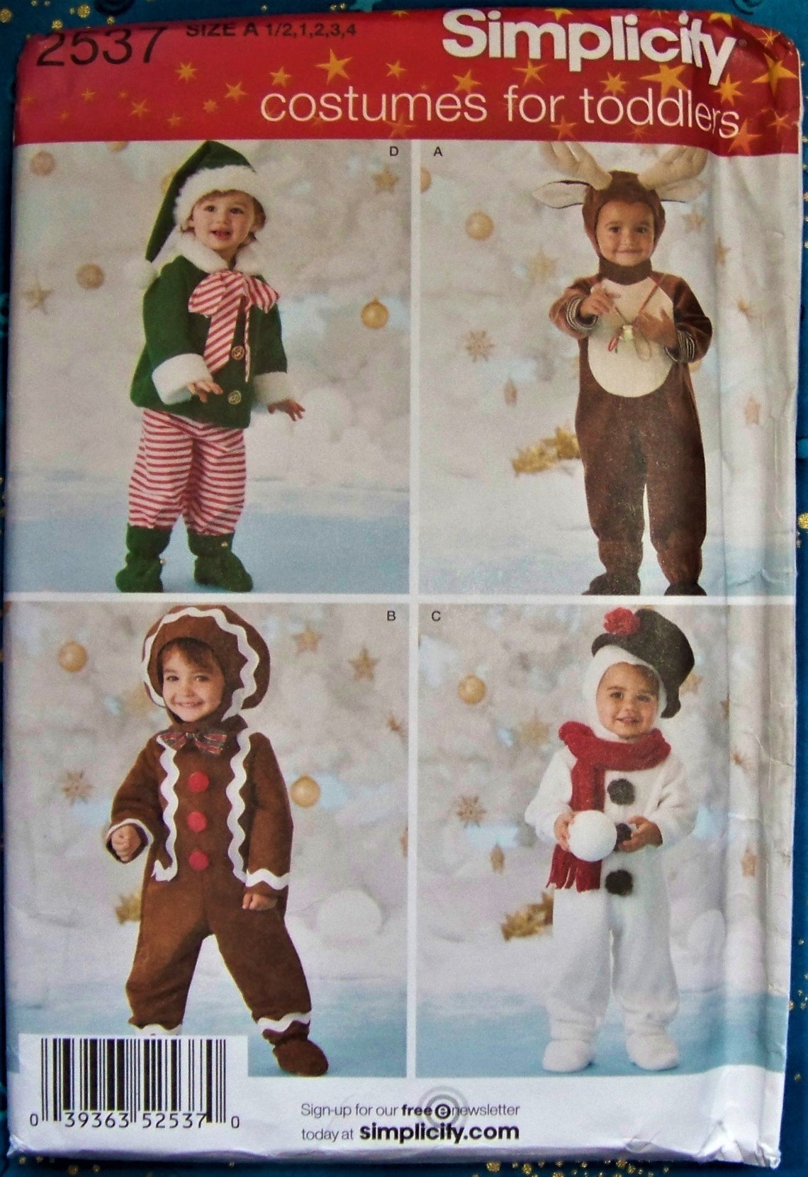 Simplicity 2537 Holiday Costumes Pattern Elf Reindeer Gingerbread Man ...