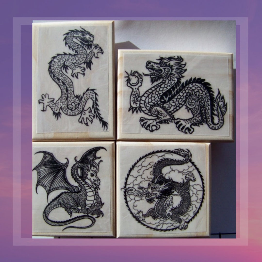 Dragon Rubber Stamp Lot of 4 DRAGONS Rubber Stamps - Etsy