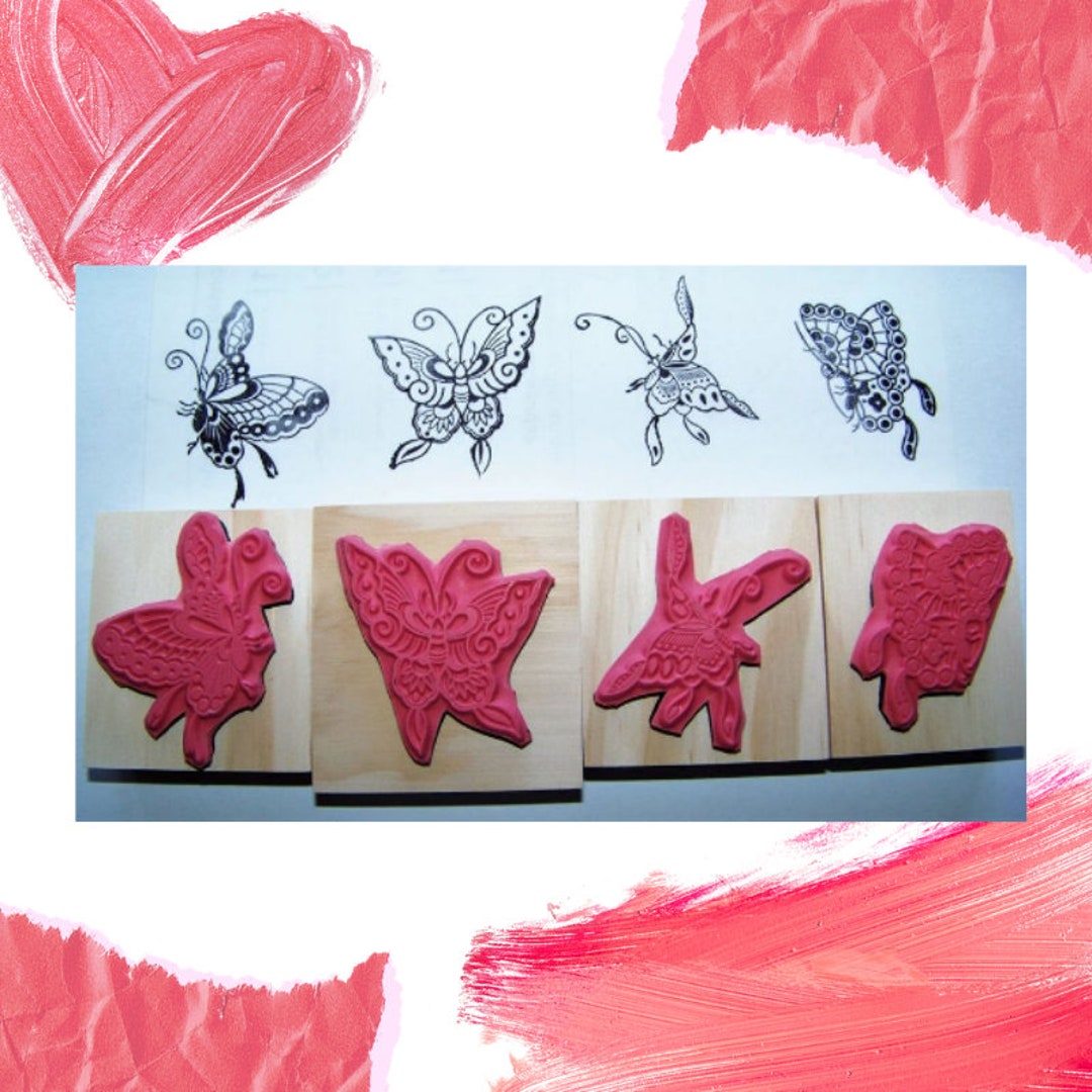 Butterfly Rubber Stamps 4 Fancy Butterfly Butterflies New Mounted ...