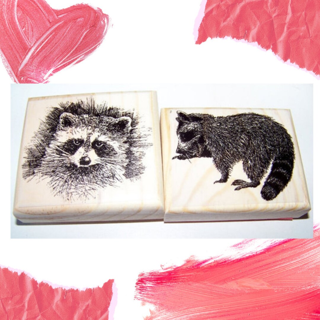 Raccoon Rubber Stamp Raccoons 2 Brand New Rubber Stamps - RACOONS ...