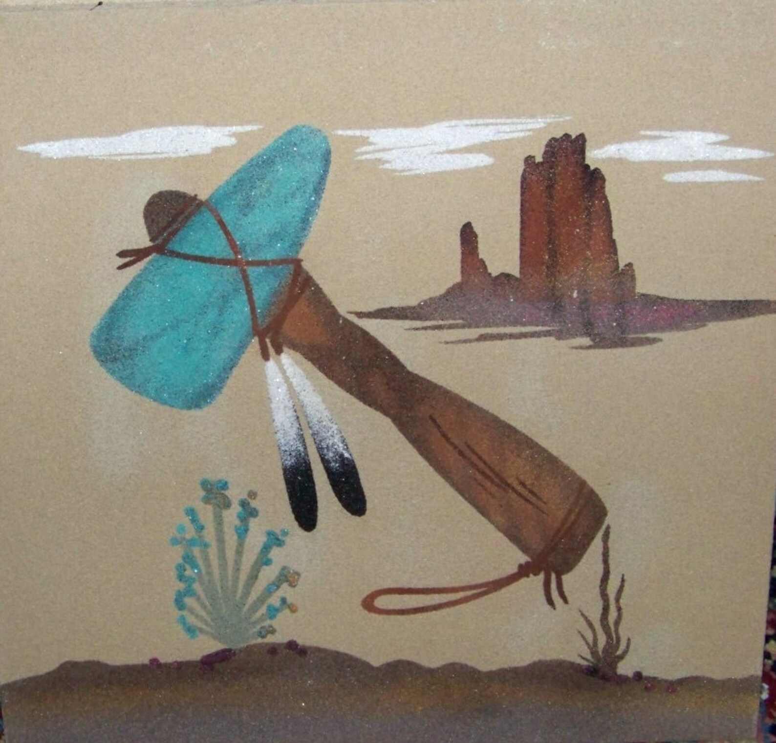 Turquoise Tomahawk Authentic Navajo Sand Painting 21422-9 SHIPS FREE - Etsy