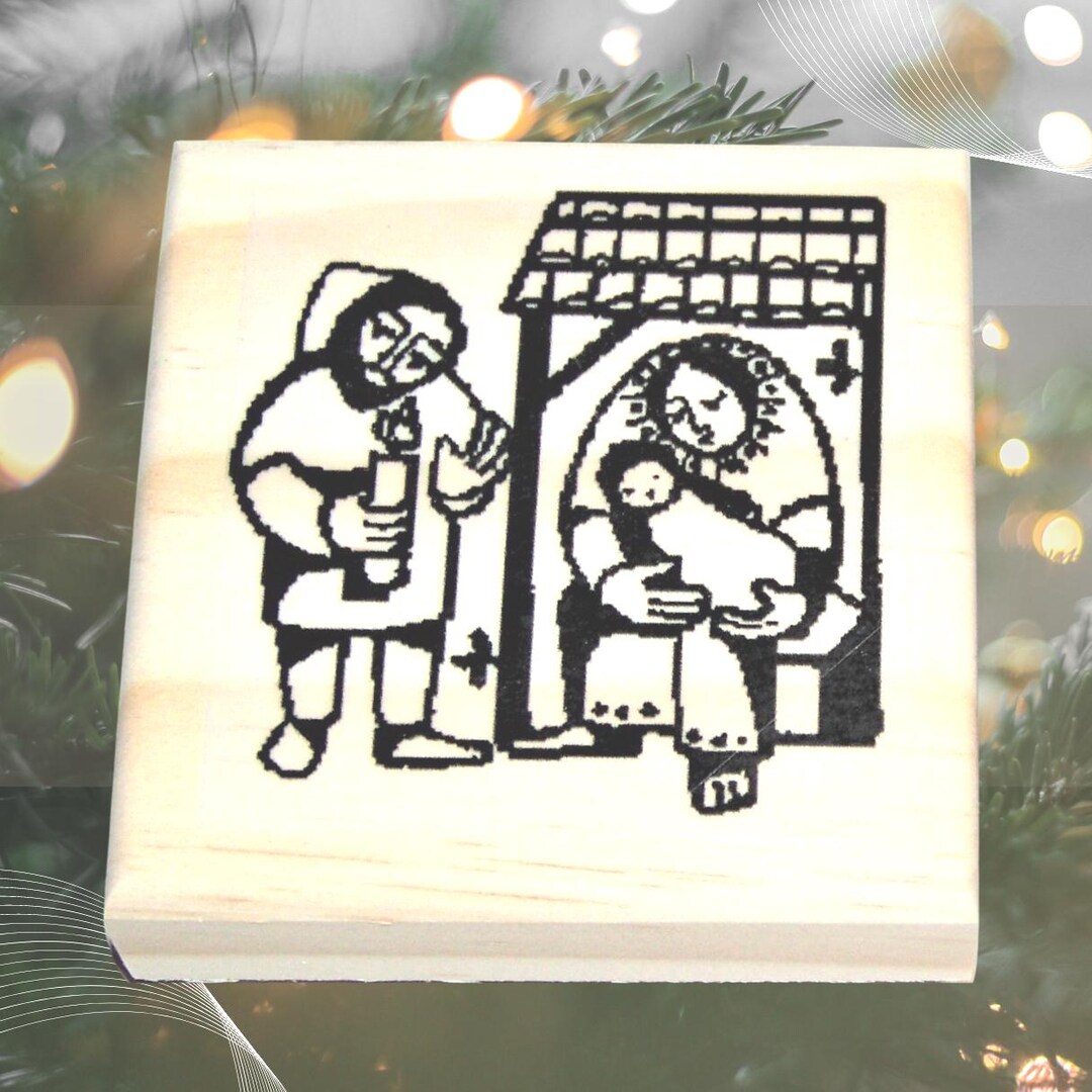 Nativity Scene Rubber Stamp - Christmas Stamp, Mounted Art - Etsy