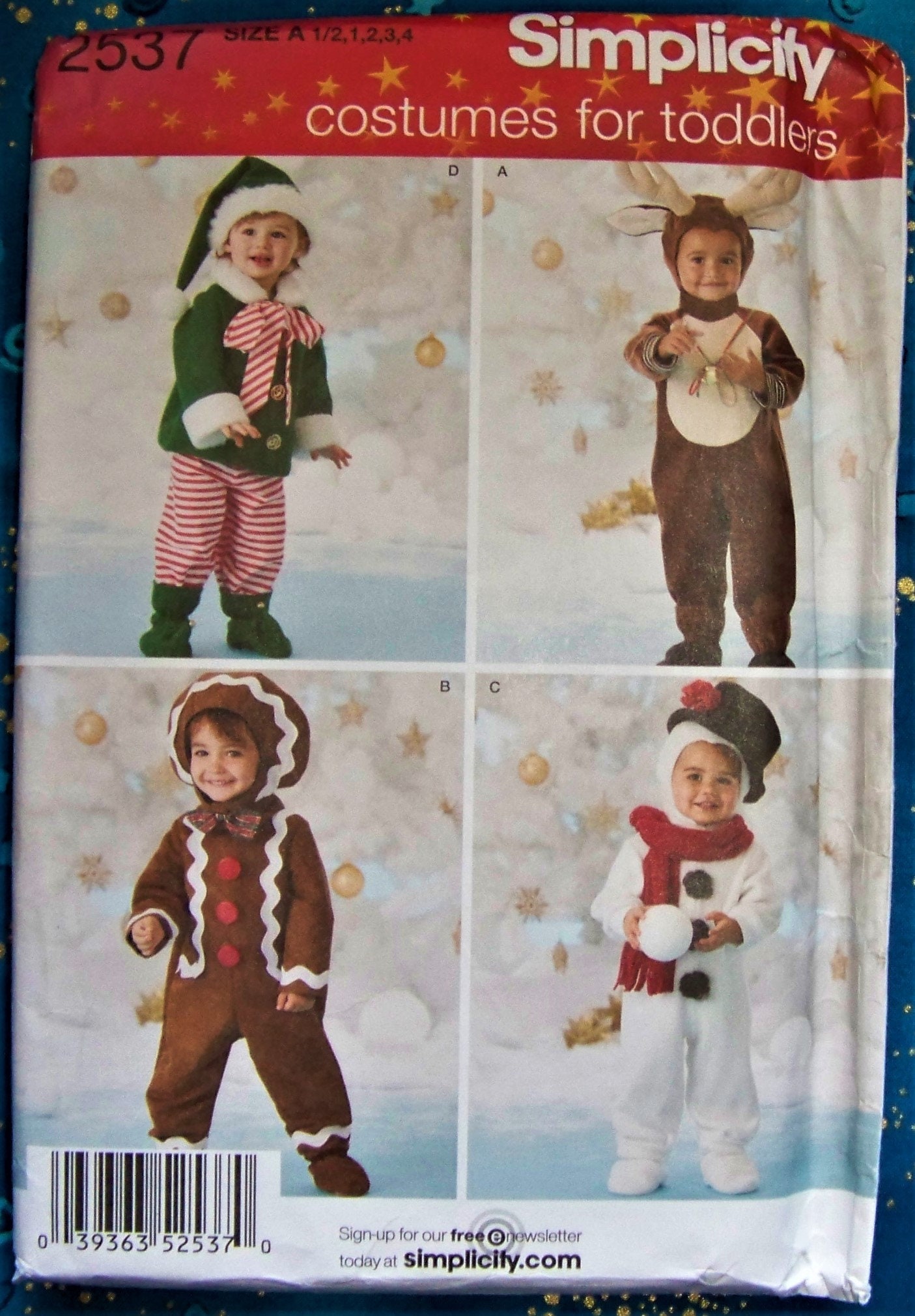 Simplicity 2537 Holiday Costumes Pattern Elf Reindeer Gingerbread Man ...