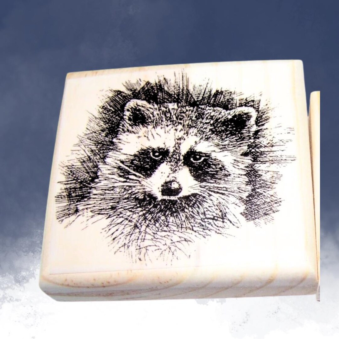 Racoon Rubber Stamp | Wood Raccoon Stamp | Raccoon Art Stamp - Etsy