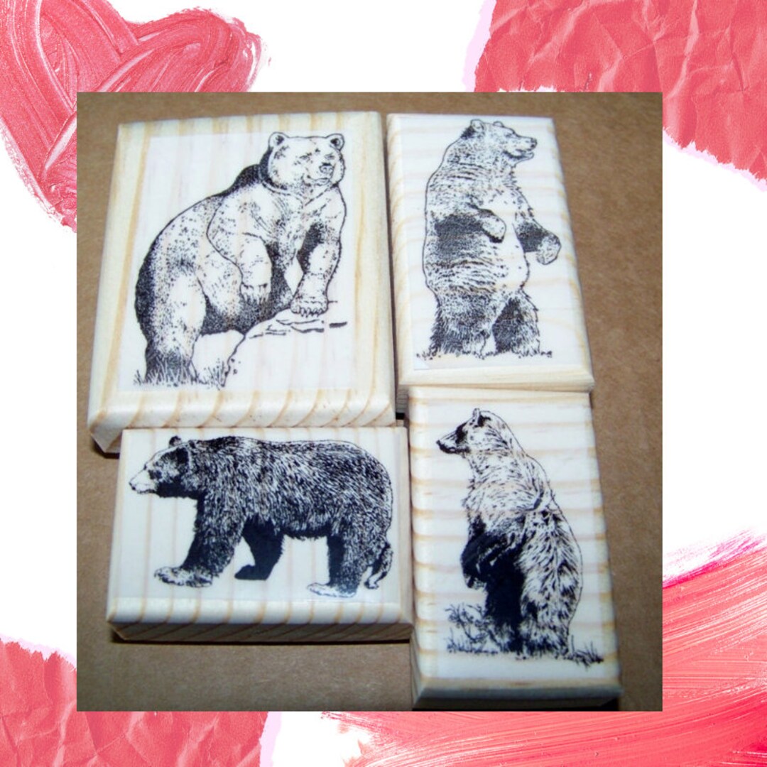 Bear Rubber Stamps Set of 4 Bears - 4 New Bear Rubber Stamps Animal ...