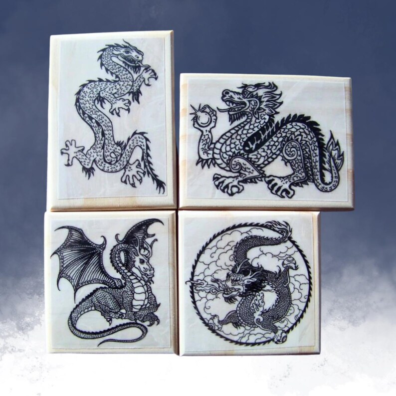 Dragon Rubber Stamp Lot of 4 DRAGONS Rubber Stamps - Etsy
