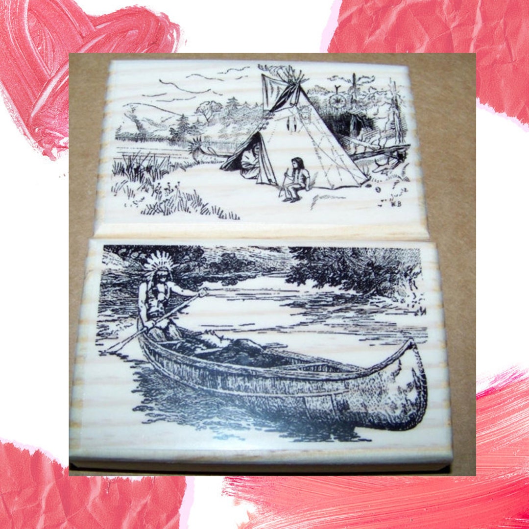 Native Rubber Stamp Tipi & Canoe Rubber Stamps - Etsy