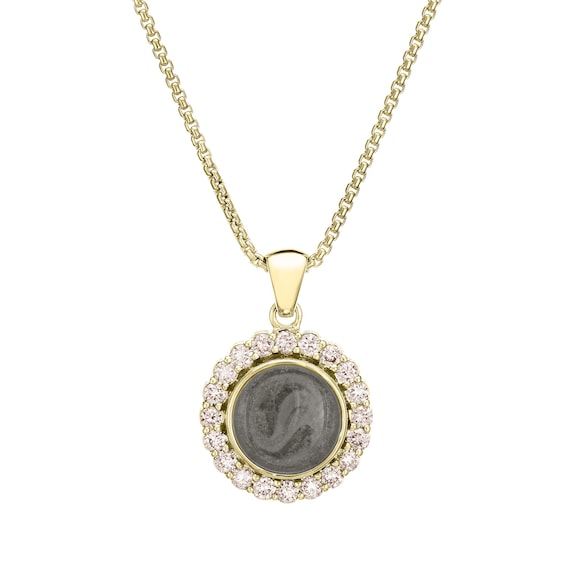 Large Diamond Halo Cremation Necklace in 14K Gold Pet Ashes Memorial Jewelry Etsy
