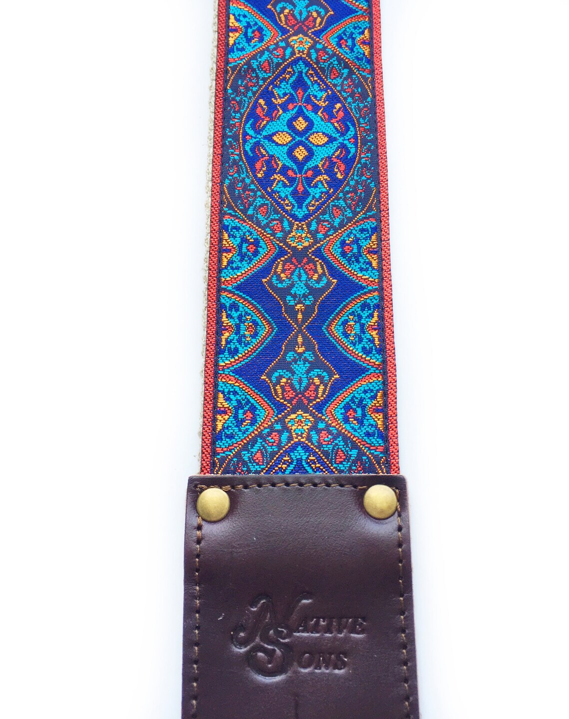 The Neptune Guitar Strap by Native Sons Royal Blue and Red - Etsy