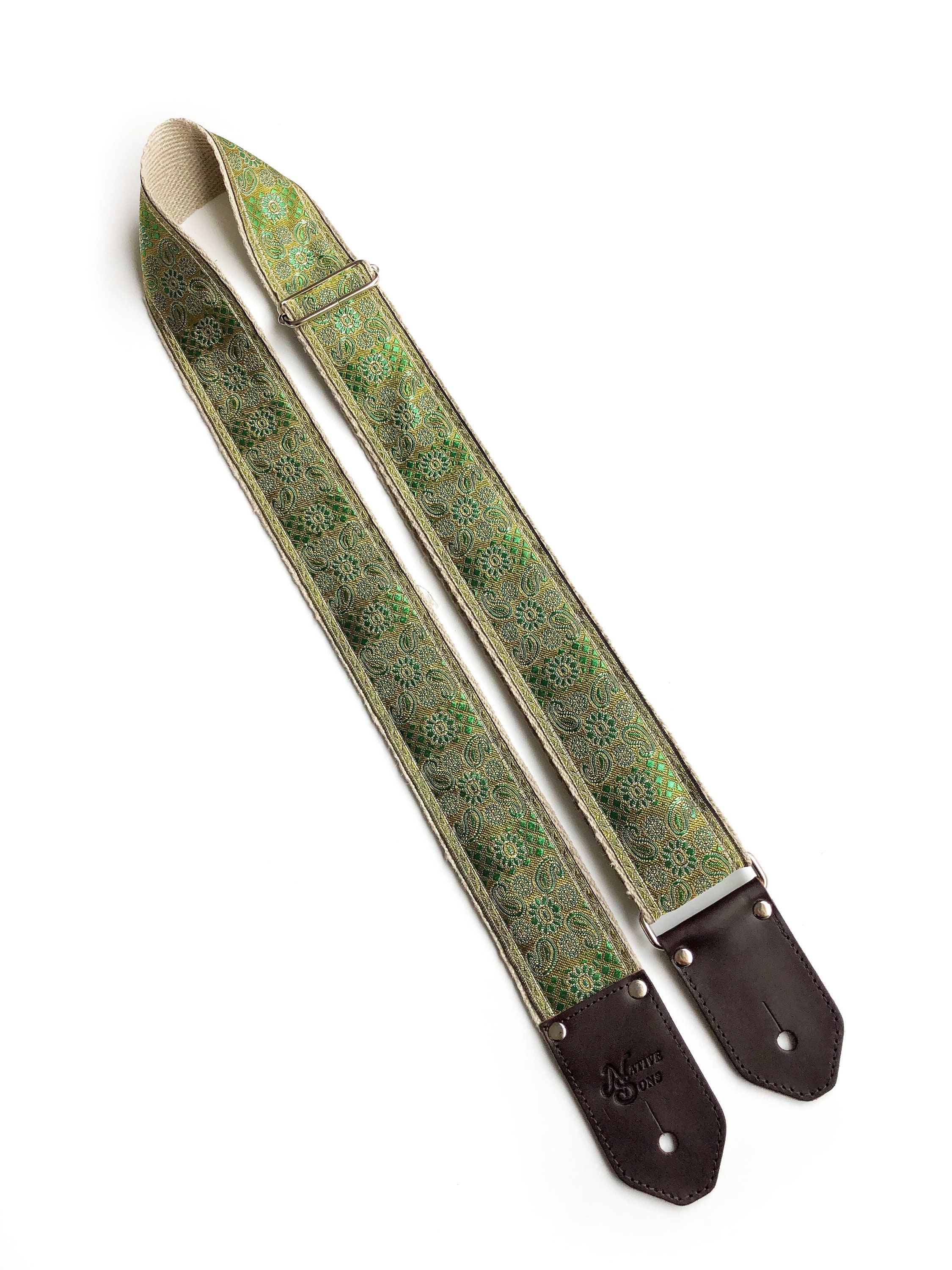 The Siren in Emerald Guitar Strap - Emerald and Lime Green Floral and ...