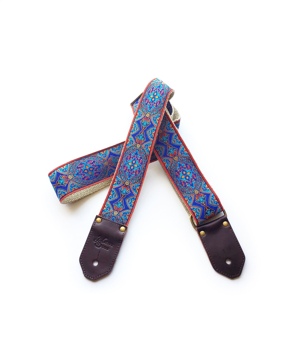 The Neptune Guitar Strap by Native Sons - Royal Blue and Red Guitar ...