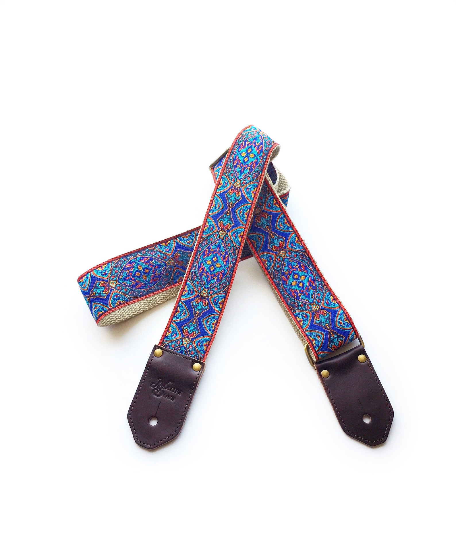 The Neptune Guitar Strap by Native Sons - Royal Blue and Red Guitar ...