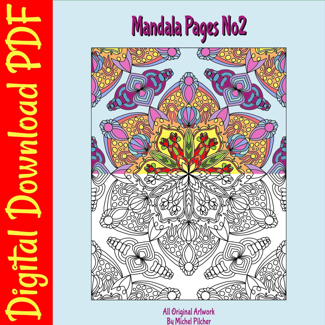 Mandala Coloring Book, 9 Digital Download Mandala Pages No 2 A4 Size ...