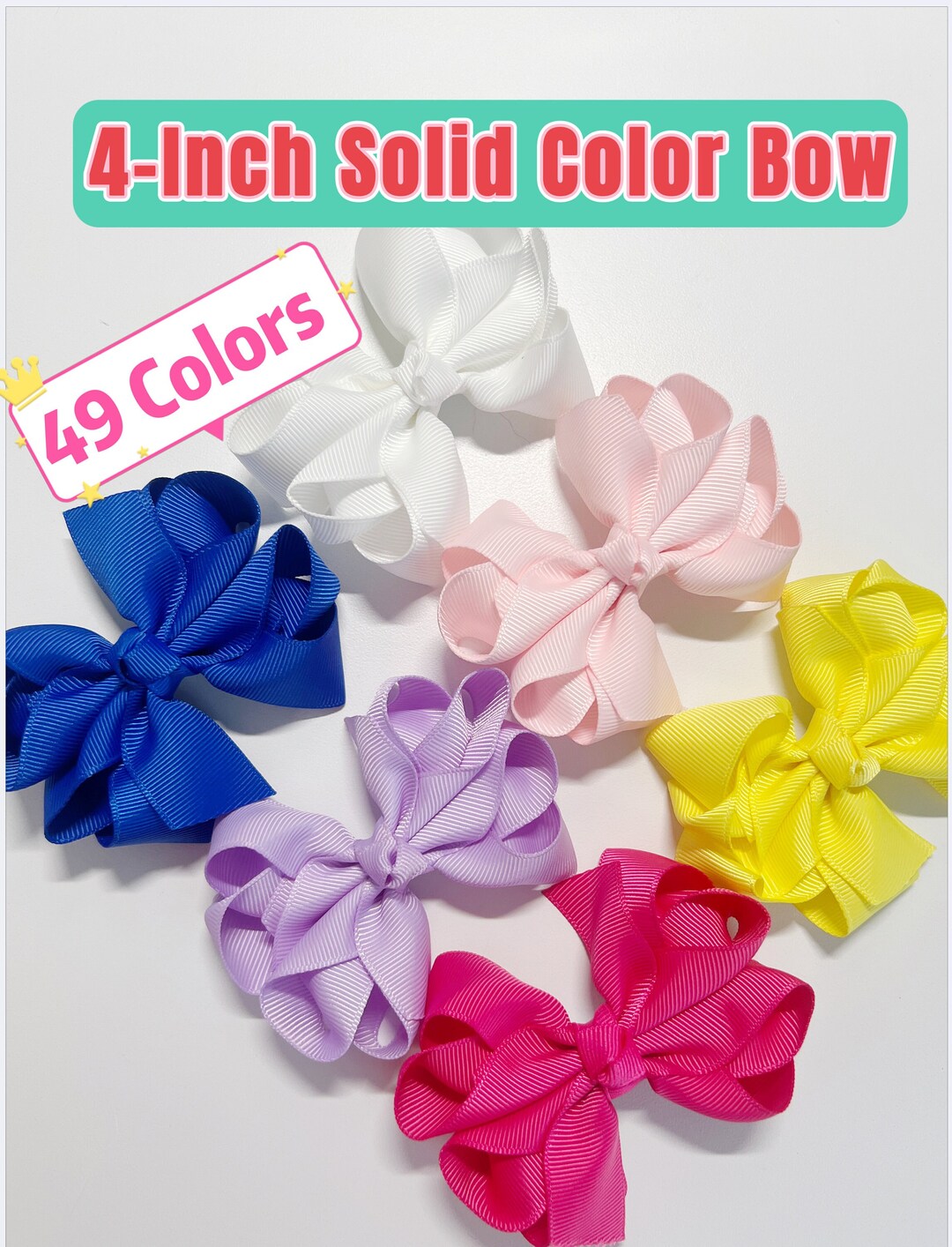 YOU PICK Color ~ 4" Hair Bows , 49 Colors , Bundles(6 Bows, 12 Bows, 24 ...