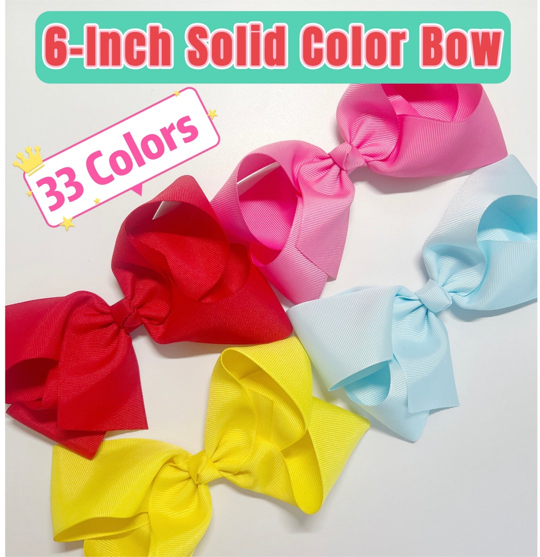 6 Inch Solid Color Hair Bow: Grosgrain Ribbon, Alligator Clip - 33 ...