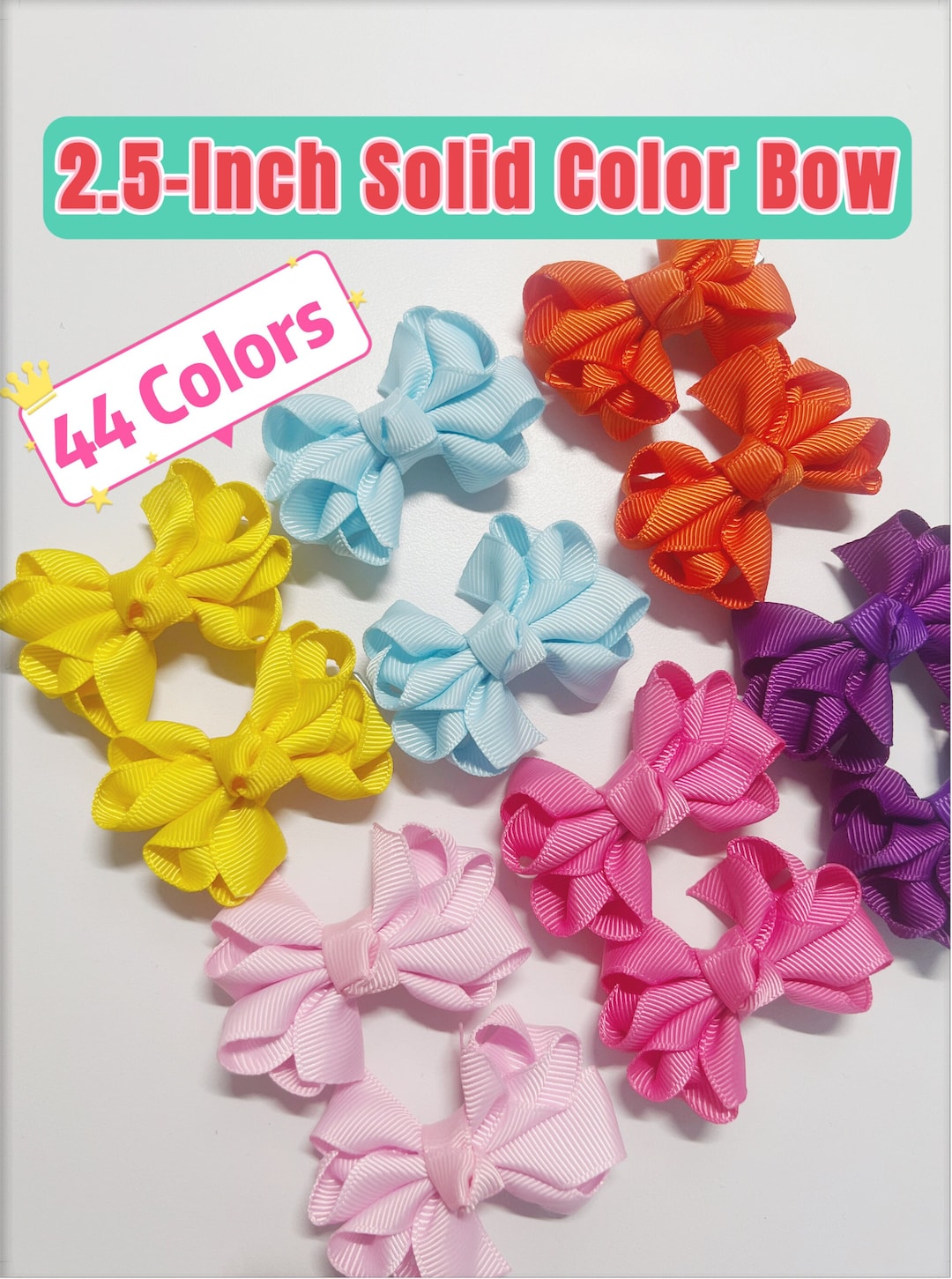 YOU PICK Color 2.5 Inch Bow, 44 Colors Bundles 2 Bows, 6 Bows, 12 Bows ...
