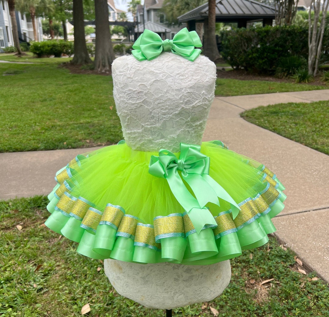 Princess Tiana Tutu ~~ 3 Layers Ribbon Trimmed Tutu ~~ With Free ...