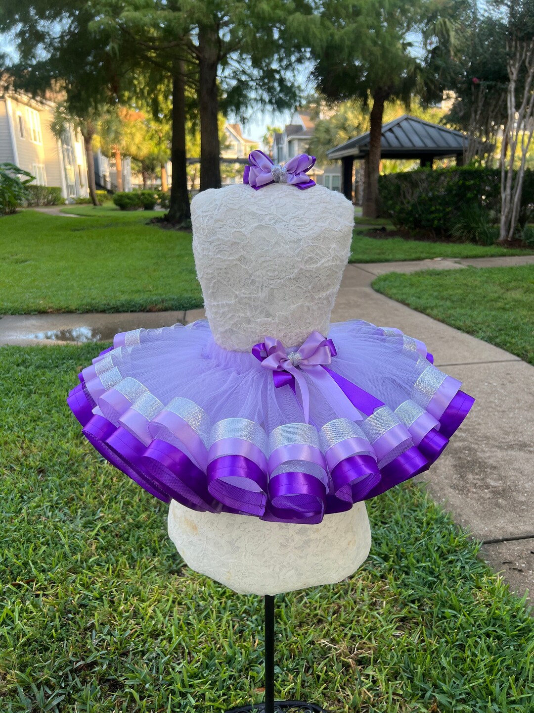 3 Layers Ribbon Trimmed Lavender Tutu With Free Matching Bow - Etsy