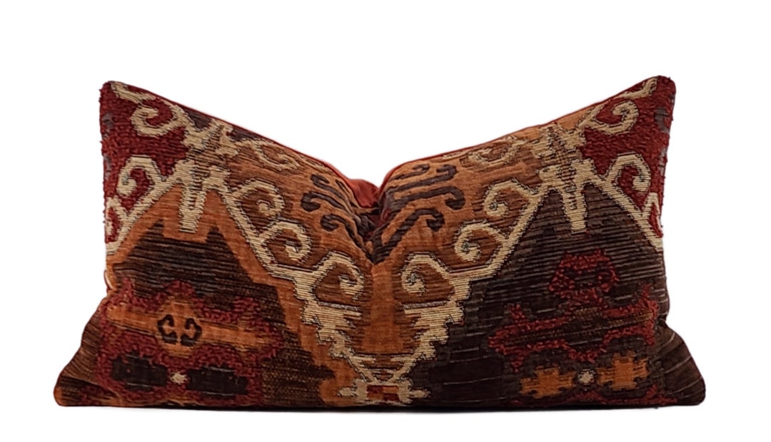 Distressed Rust, Brown, Brick Red Medallion Pattern Throw Pillow Cover ...