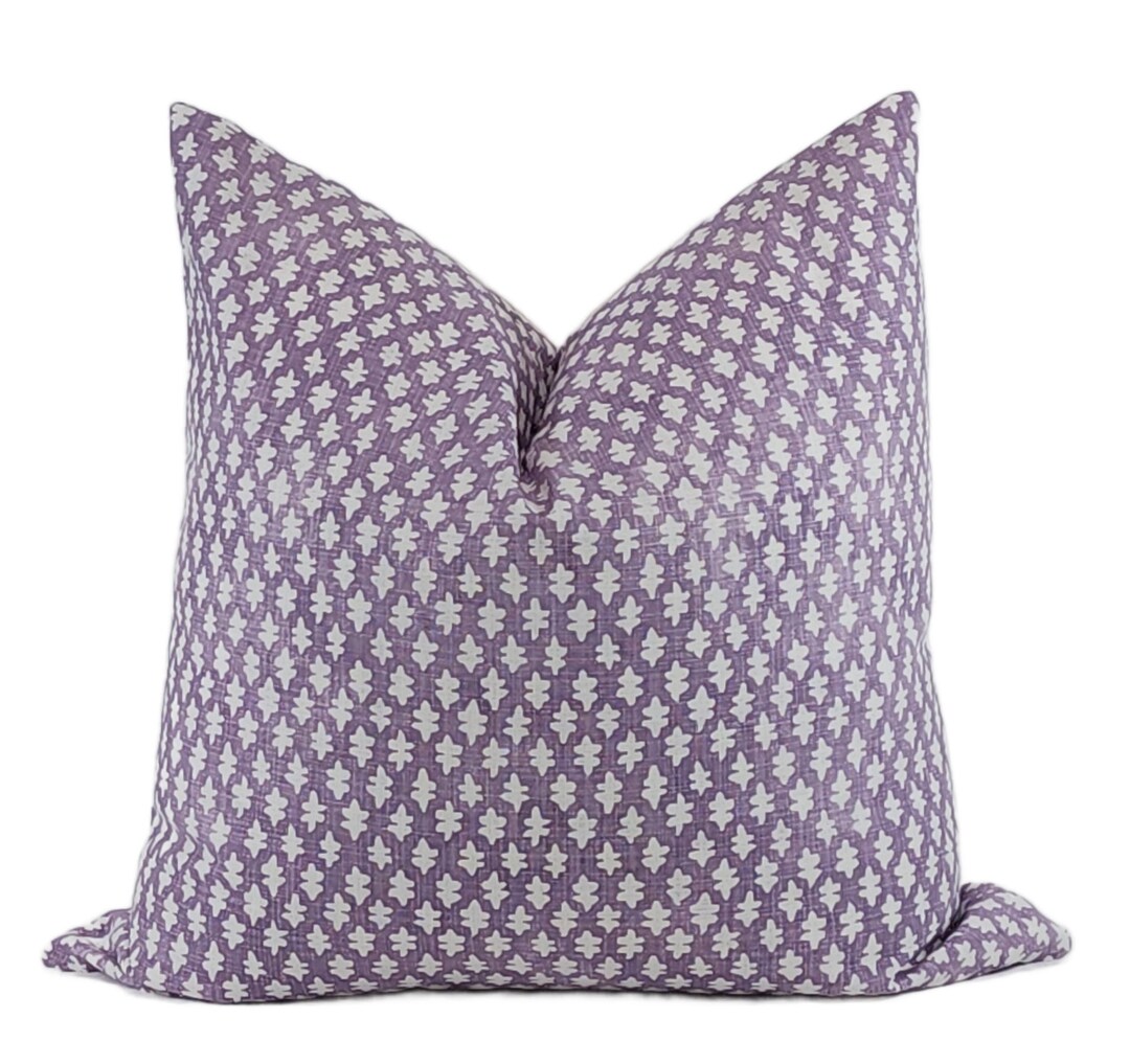 Purple Throw Pillow Cover, MULTIPLE SIZES, Small White Print on Purple ...