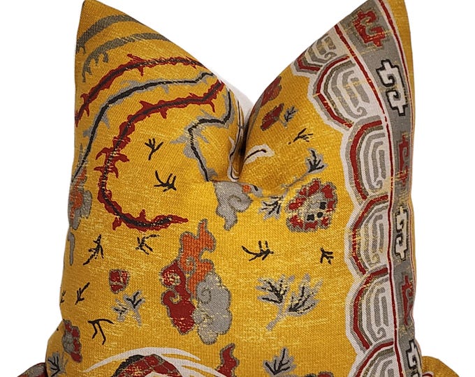 Dramatic Red & Gold Dragon Throw Pillow Cover, 20.5x20.5, Zak and Fox ...
