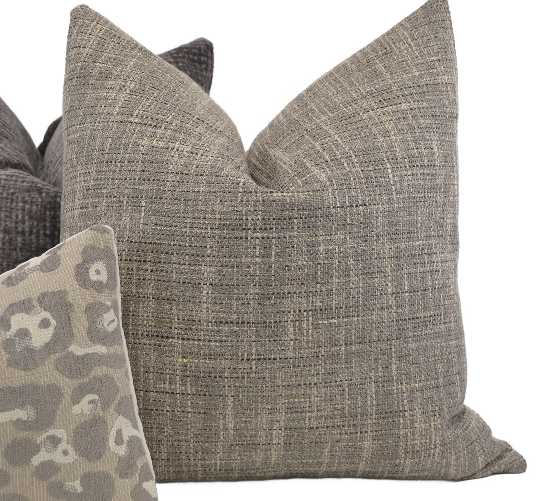 Shades of Gray, Tan, Black Woven Tweed Throw Pillow Cover, MULTIPLE ...