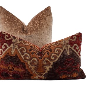 Distressed Rust, Brown, Brick Red Medallion Pattern Throw Pillow Cover ...