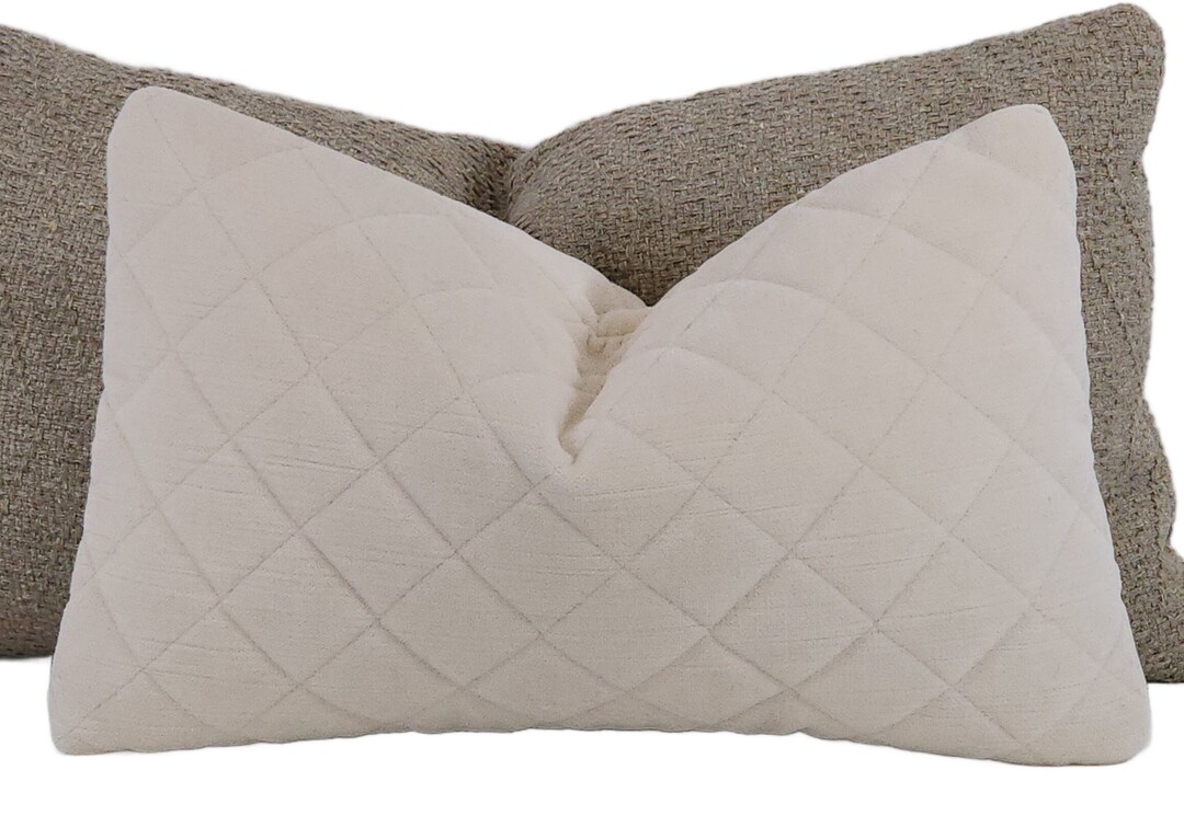 Natural Quilted Velvet MINI Lumbar Throw Pillow W/ INSERT INCLUDED ...