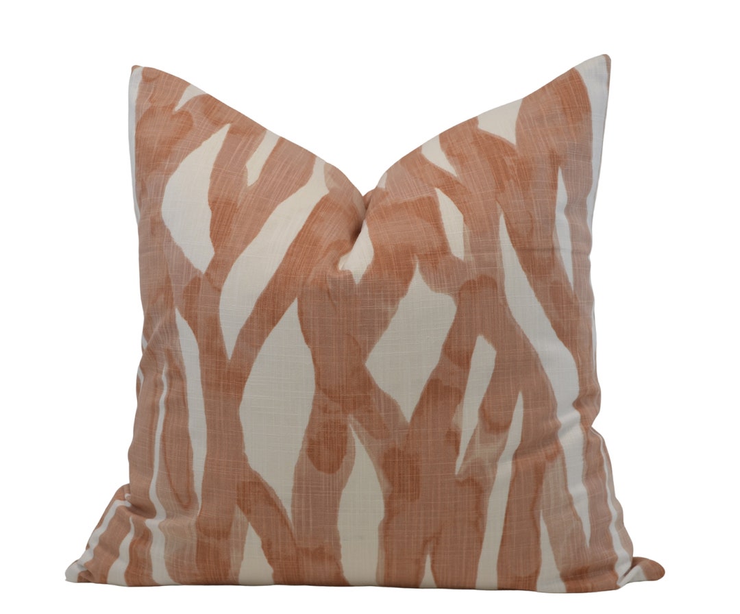 Boho Salmon Throw Pillow Cover, 18,20,22,24, Coral/ Pink Geometric ...