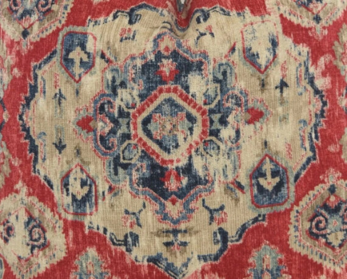 Boho Red Throw Pillow Cover Red & Blue Tribal Pattern Throw - Etsy