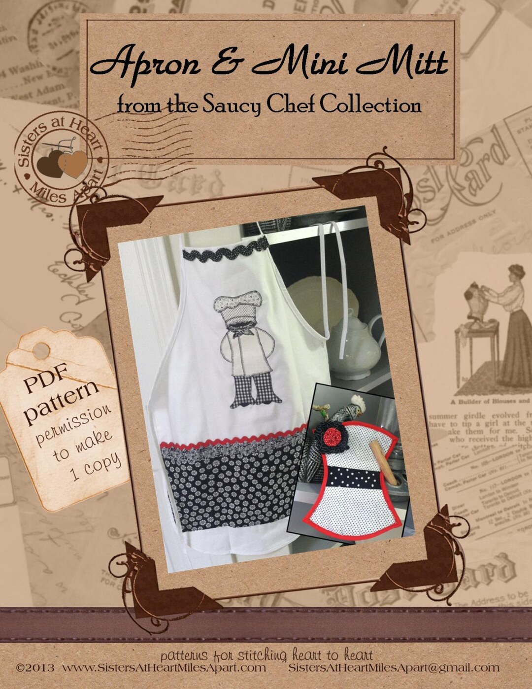 Saucy Chef Apron Pattern & Mini Mitt PDF - Etsy