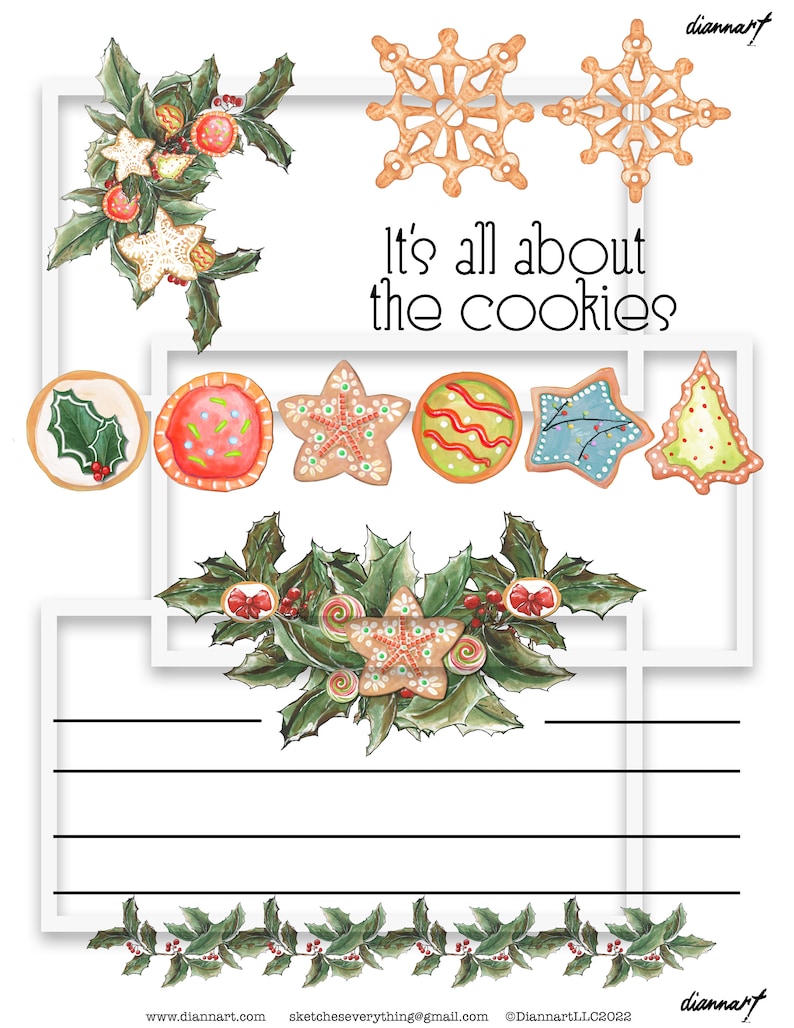 Printable Christmas Cookie Wreaths and Assorted Designs for Crafts. (5 ...