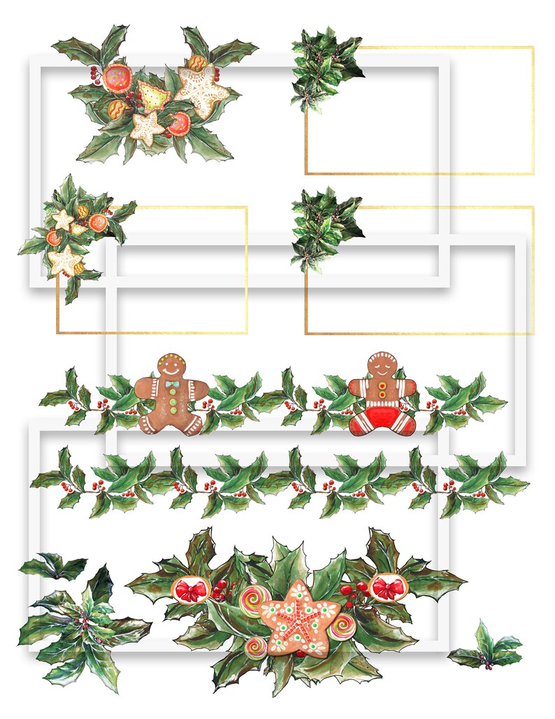Printable Christmas Cookie Wreaths and Assorted Designs for Crafts. (5 ...