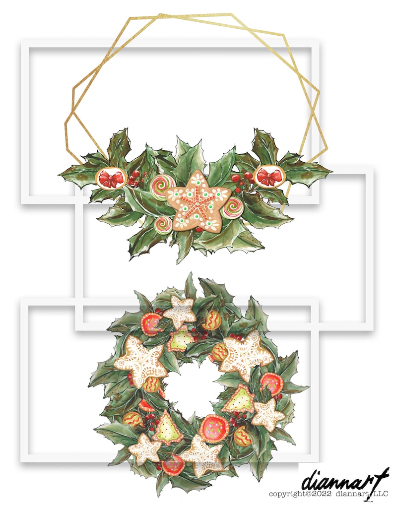 Printable Christmas Cookie Wreaths and Assorted Designs for Crafts. (5 ...